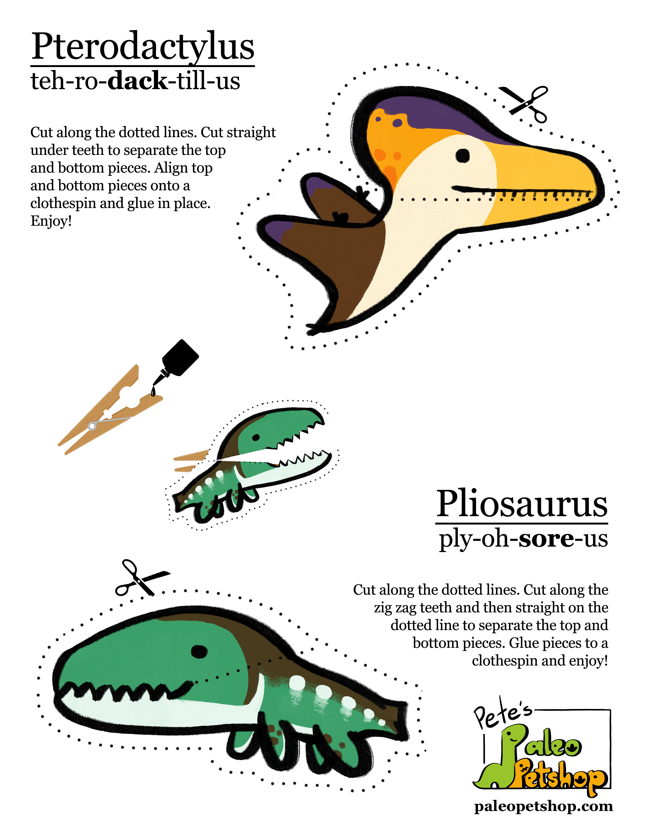 Dinosaur Clothes-pin Puppets – Pete's Paleo Petshop